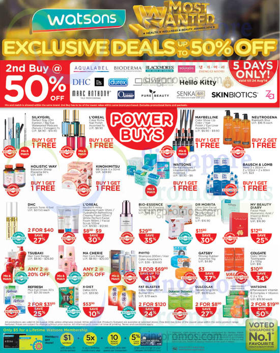 Watsons 20 Aug 2014 » (EXPIRED) Watsons Buy 1 Get 1 Free Offers & 50% ...