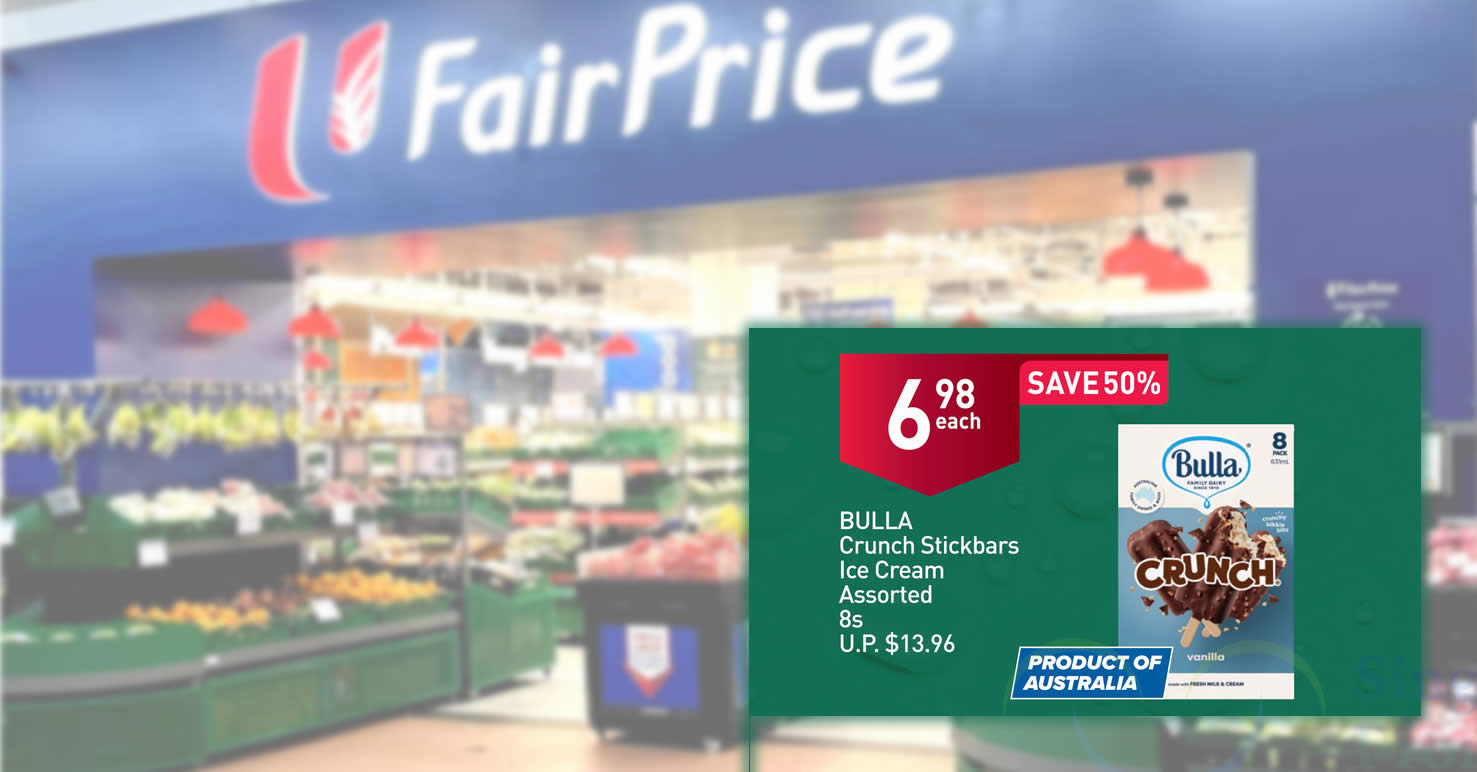 FairPrice 50% Off Bulla Crunch Stickbars Ice Cream Link Member Deals ...